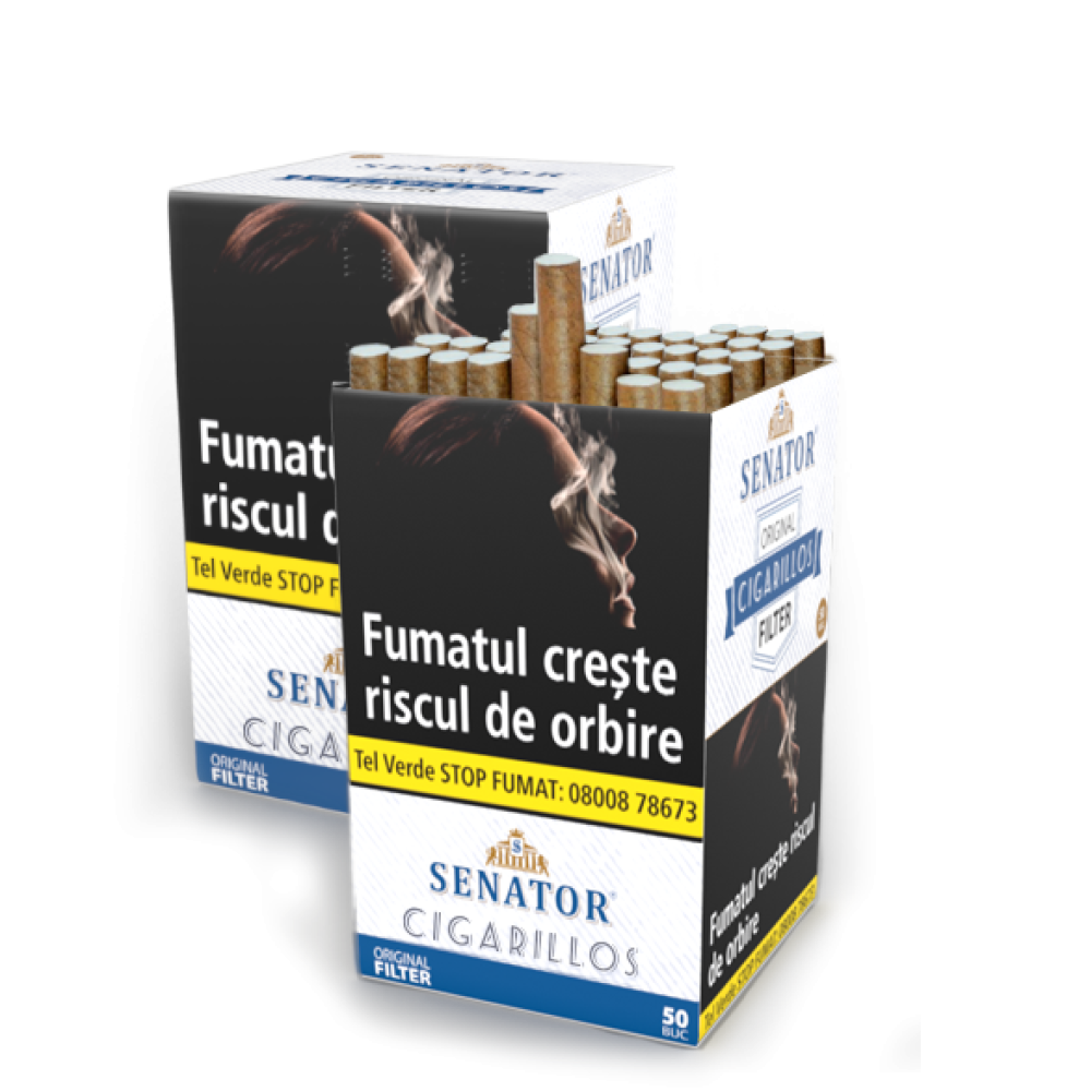 Tigari de foi cu filtru, cigarillos senator original, ambalate individual